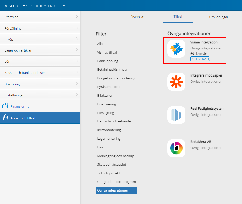 Aktivera Visma Integration – Sharespine Helpdesk
